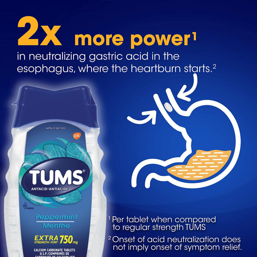 TUMS Ultra Strength Chewable Antacid Tablets for Heartburn Relief and ...