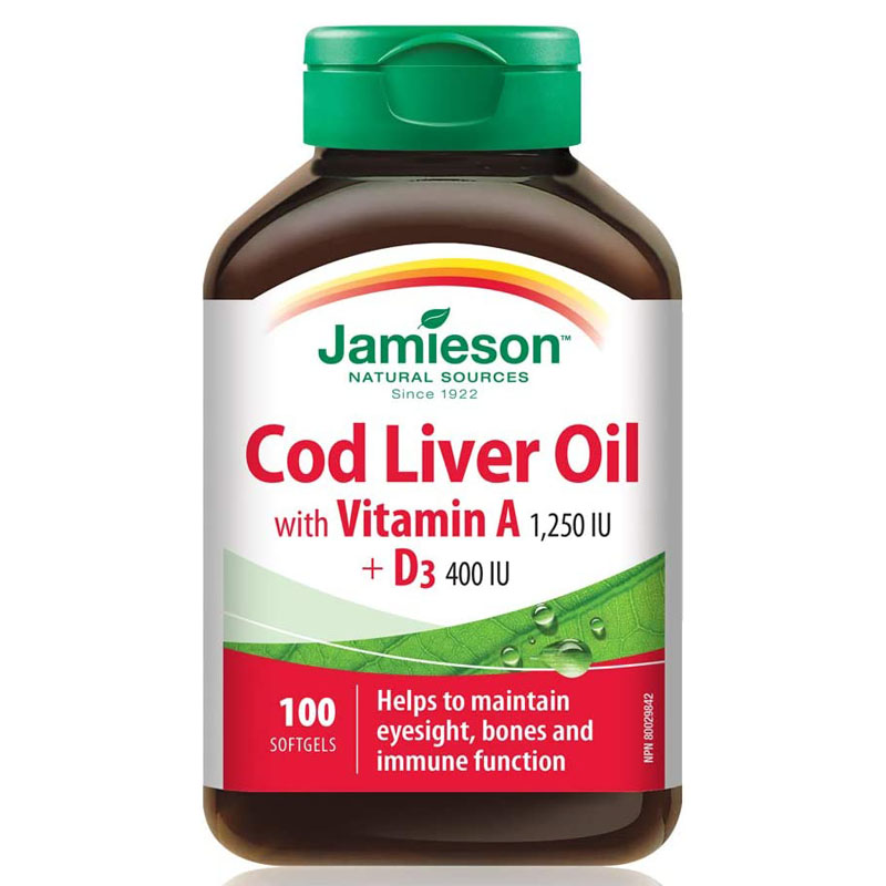 Jamieson Cold Liver Oil Vitamin A 1,250IU + Vitamin D3 400IU - Care and ...