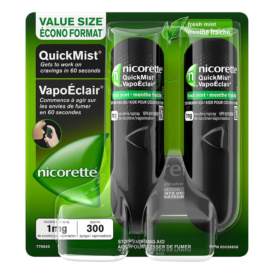 Nicorette Quickmist 1mg Nicotine Quit Smoking Aid Spray, Fresh Mint ...