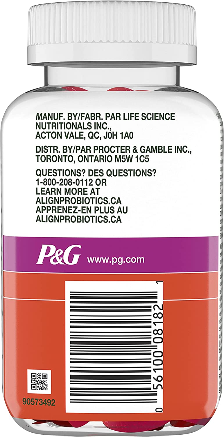 Align Probiotic Gummies Gastrointestinal Health Strawberry Flavour, 60 ...
