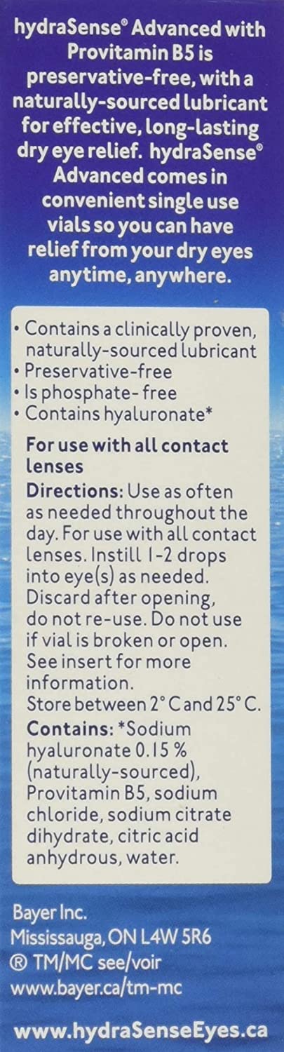 HydraSense Advanced Eye Drops Single Use Vials, Fast and Long-Lasting ...