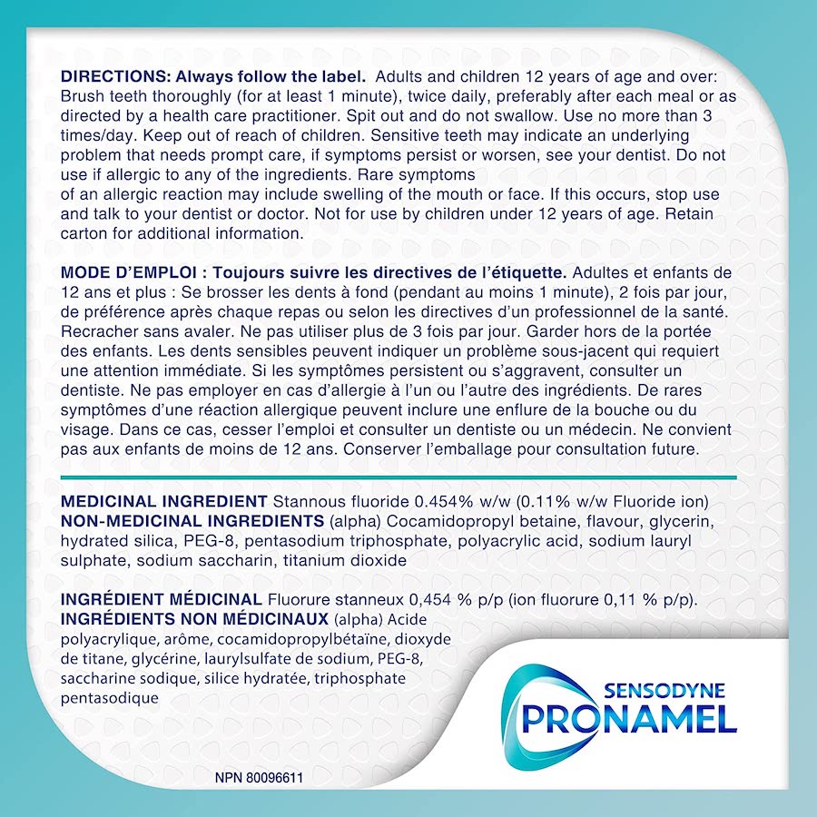 Sensodyne Pronamel Daily Anti-Cavity Toothpaste, Fresh Wave Flavour ...