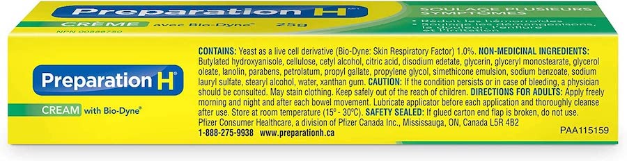 Preparation H® Cream (25 g) with Bio-Dyne®, Multi-Symptom Hemorrhoid ...