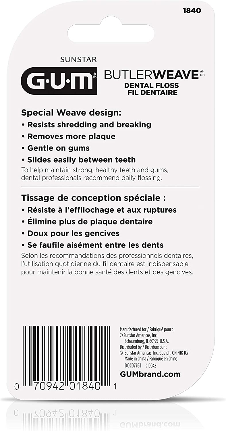 Gum ButlerWeave Waxed Dental String Floss, Resists Shredding,183m ...