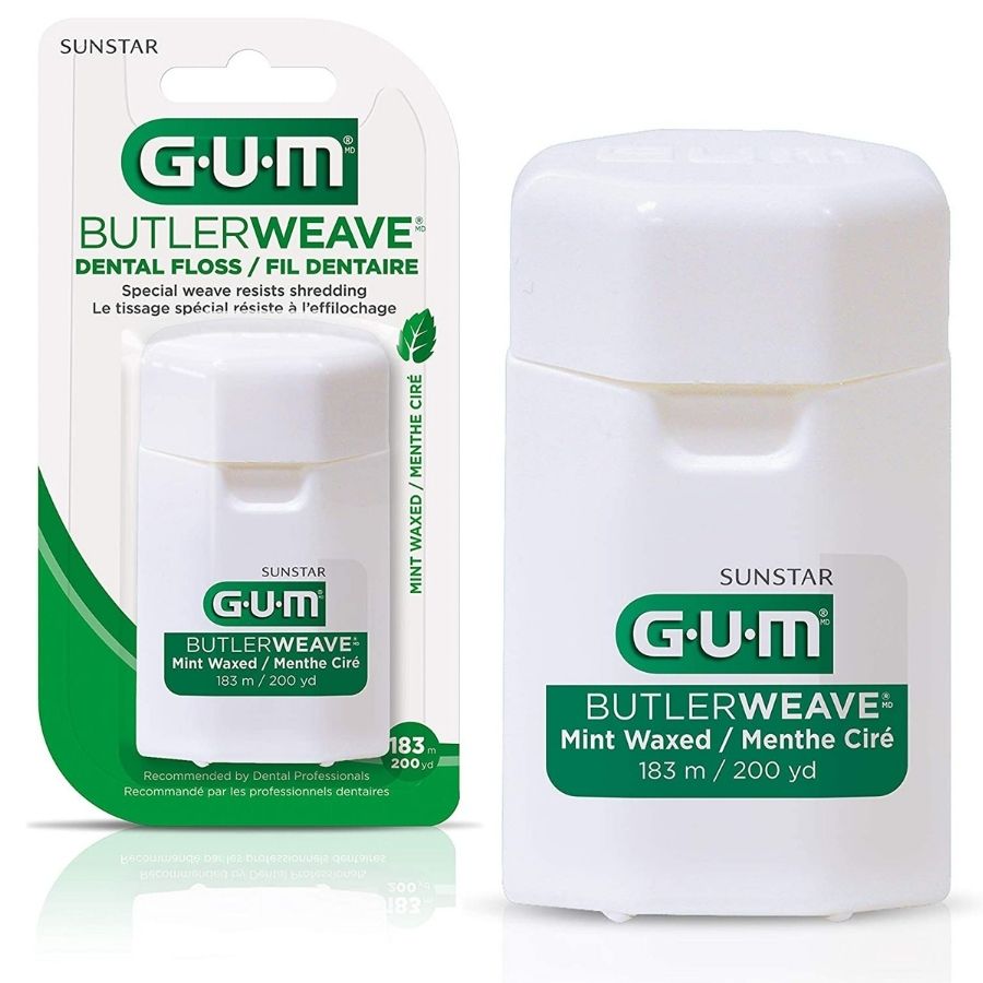 Gum ButlerWeave Waxed Dental String Floss, Resists Shredding, Mint ...