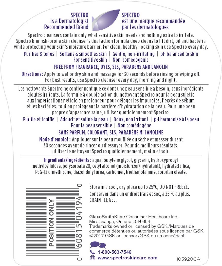 Spectro Facial Cleanser for Blemish Prone Skin, Fragrance and Dye Free ...