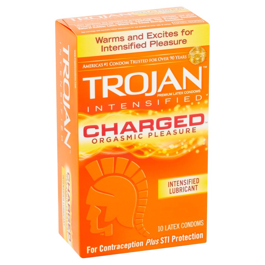 TROJAN Charged Orgasmic Pleasure Lubricated Latex Condoms, 10 Count ...