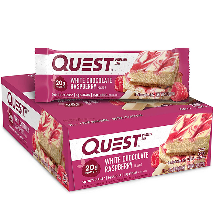 Quest Nutrition Protein Bar White Chocolate Raspberry 20g Protein ...