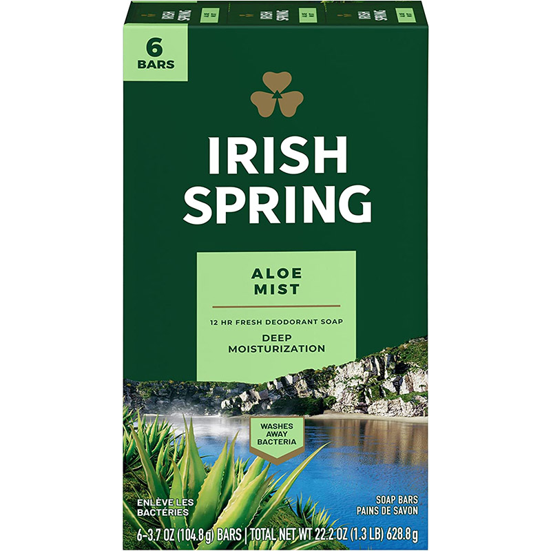 Irish Spring Aloe Mist Deodorant Bar Soap for Men 6 Count - Care and Shop