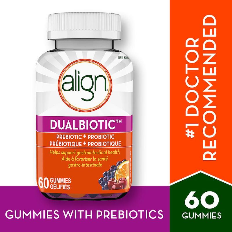 Align DUALBIOTIC PREbiotic + PRObiotic Gummies Fruit Flavours 60 Count ...