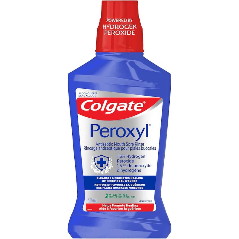 Colgate Peroxyl Mouth Sore Rinse 1.5% Hydrogen Peroxide Mint 500ml ...