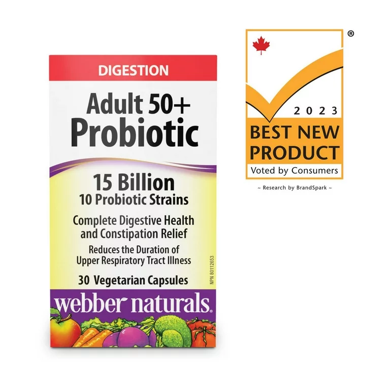 Webber Naturals Adult 50+ Probiotic 15 Billion 30 Vegetarian Capsules ...