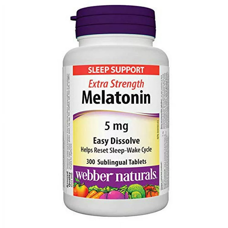Webber Naturals Extra Strength Melatonin 5mg Easy Dissolve 300 ...