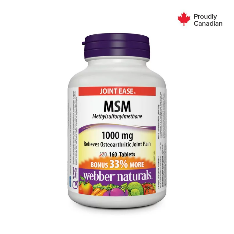 Webber Naturals MSM Methylsulfonylmethane 1000 mg 160 Tablets - Care ...
